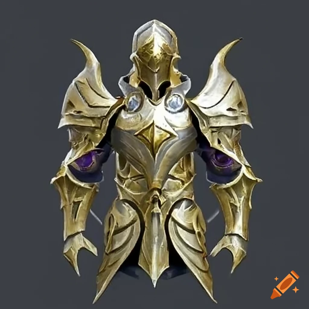 Exalted magic armor front view on Craiyon