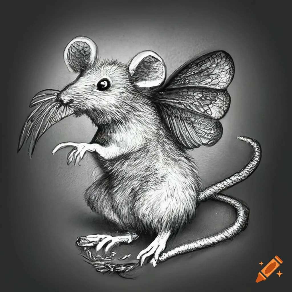 Mythical mouse with beetle wings and decorations on Craiyon