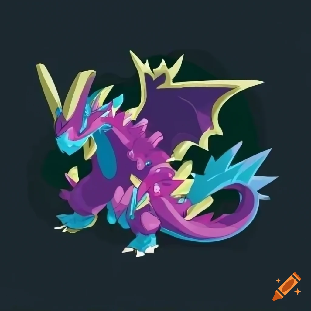 Dragon/dark type pokemon character on Craiyon