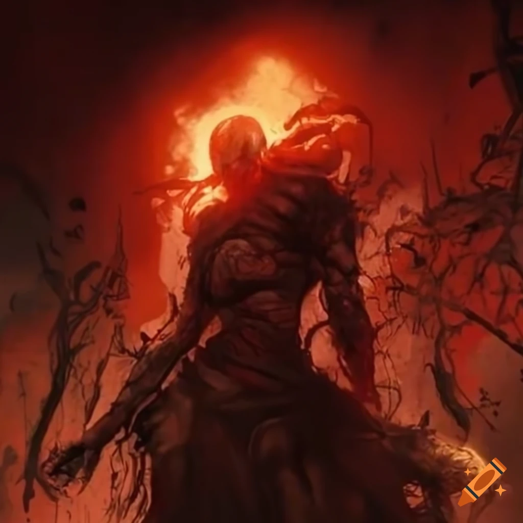 Rage and anger concept in red hues with hellfire on Craiyon