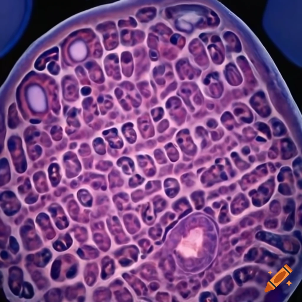 Close-up of cow cells with intricate structures on Craiyon