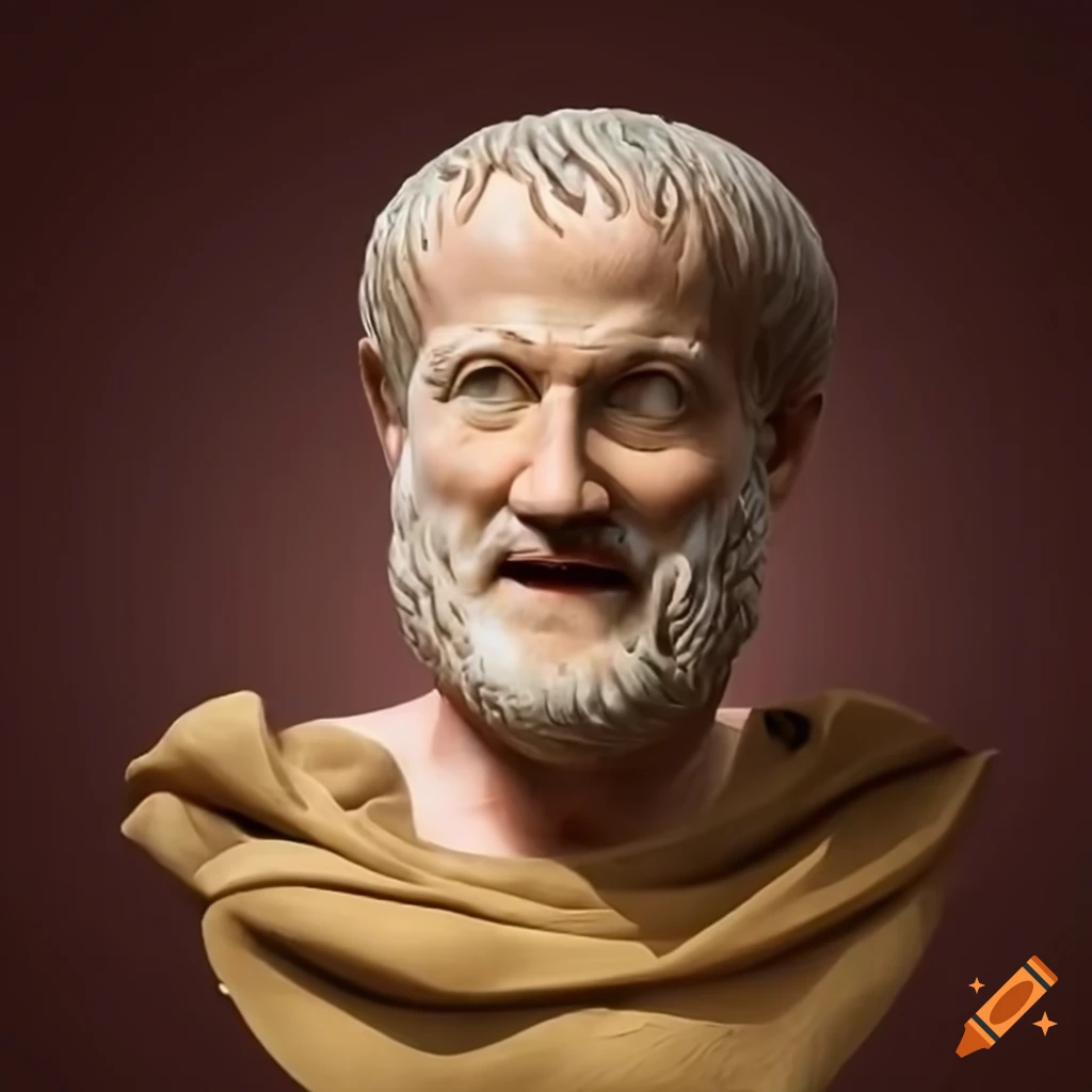 Aristotle portrayed as a smiling human on Craiyon