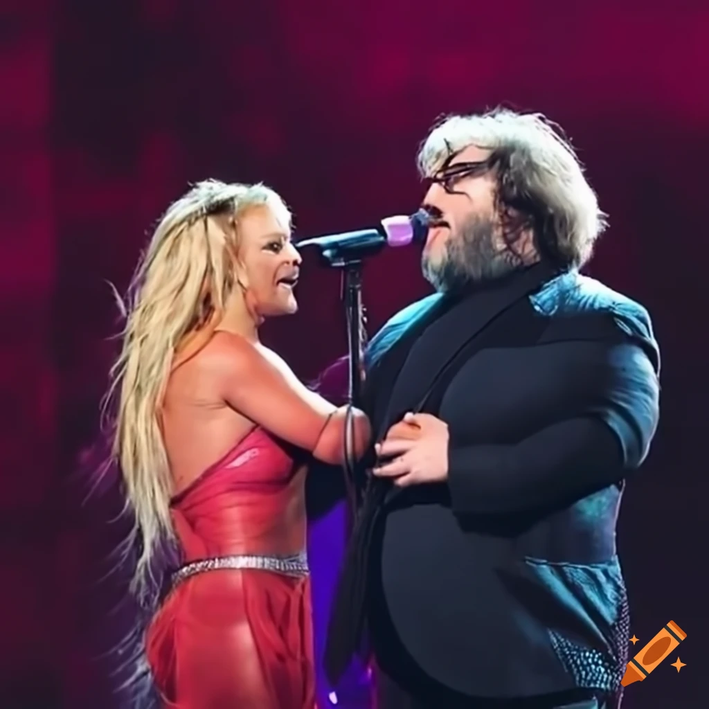 Britney spears and jack black performing on stage on Craiyon