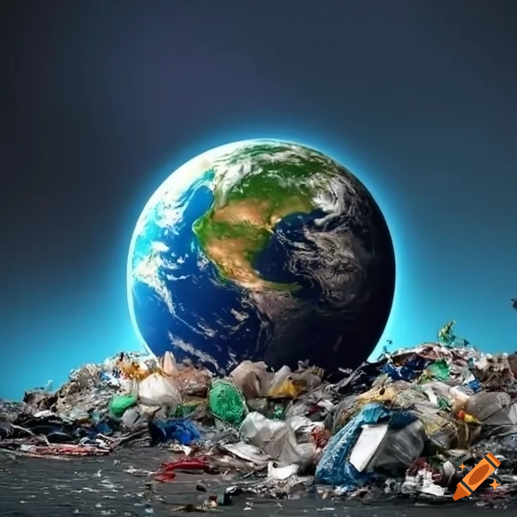 Earth sinking into garbage on Craiyon