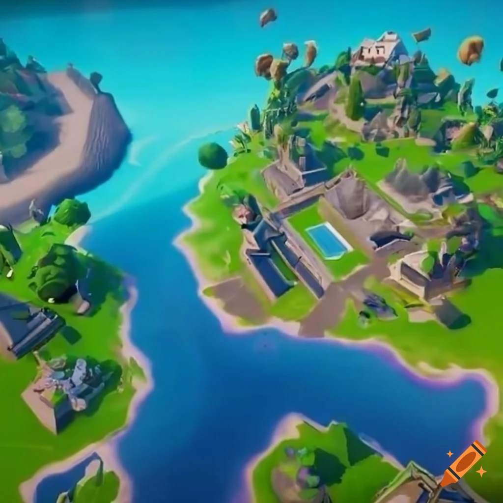Fortnite battle royale map on Craiyon
