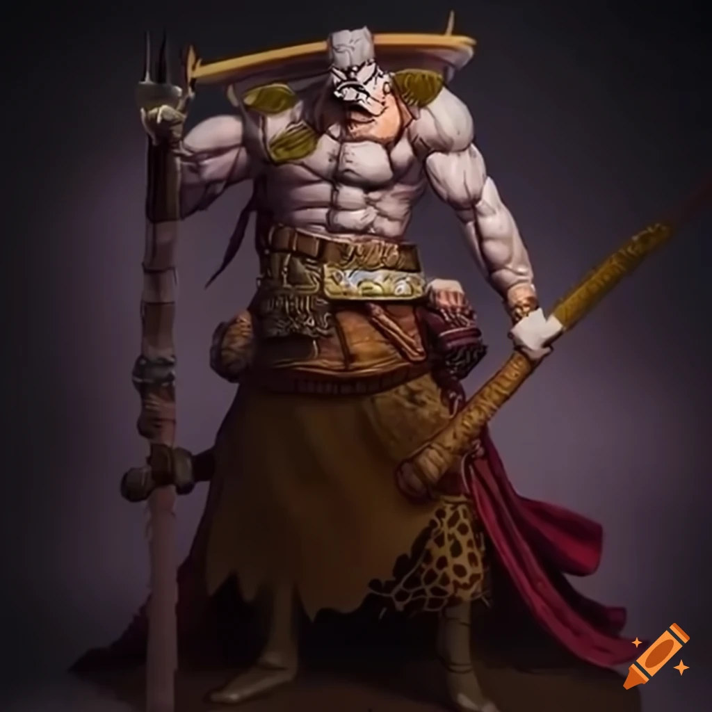 Dnd goliath character with a distinctive mustache on Craiyon