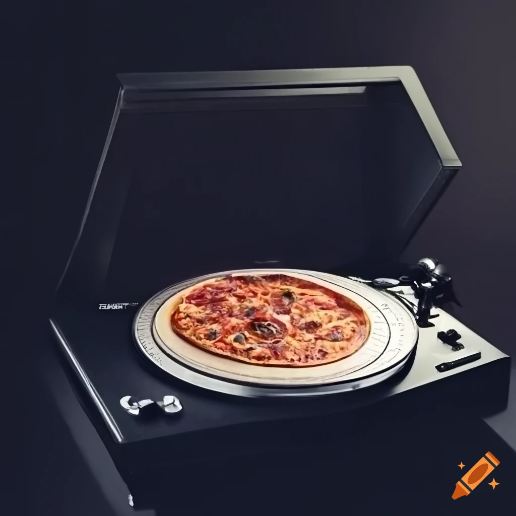 Turntable with pizza instead of a record on Craiyon