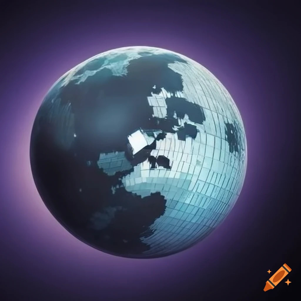 Moon resembling a disco ball with a small shadow of a dj on top on Craiyon