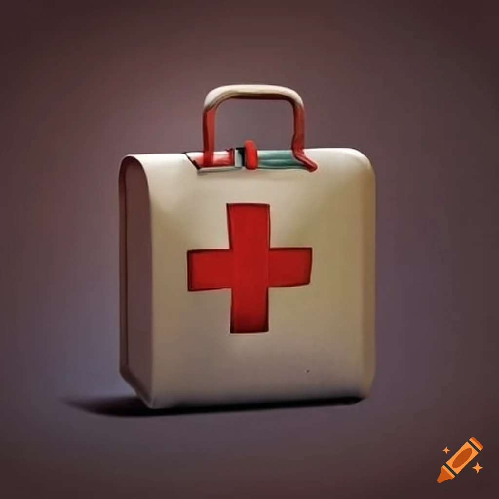 Field medical kit with red cross symbol on Craiyon