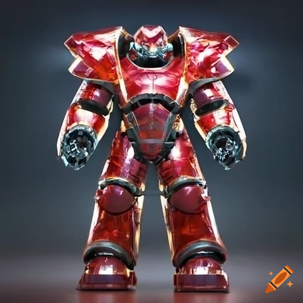 Red crystal power armor with jet pack turbines on Craiyon