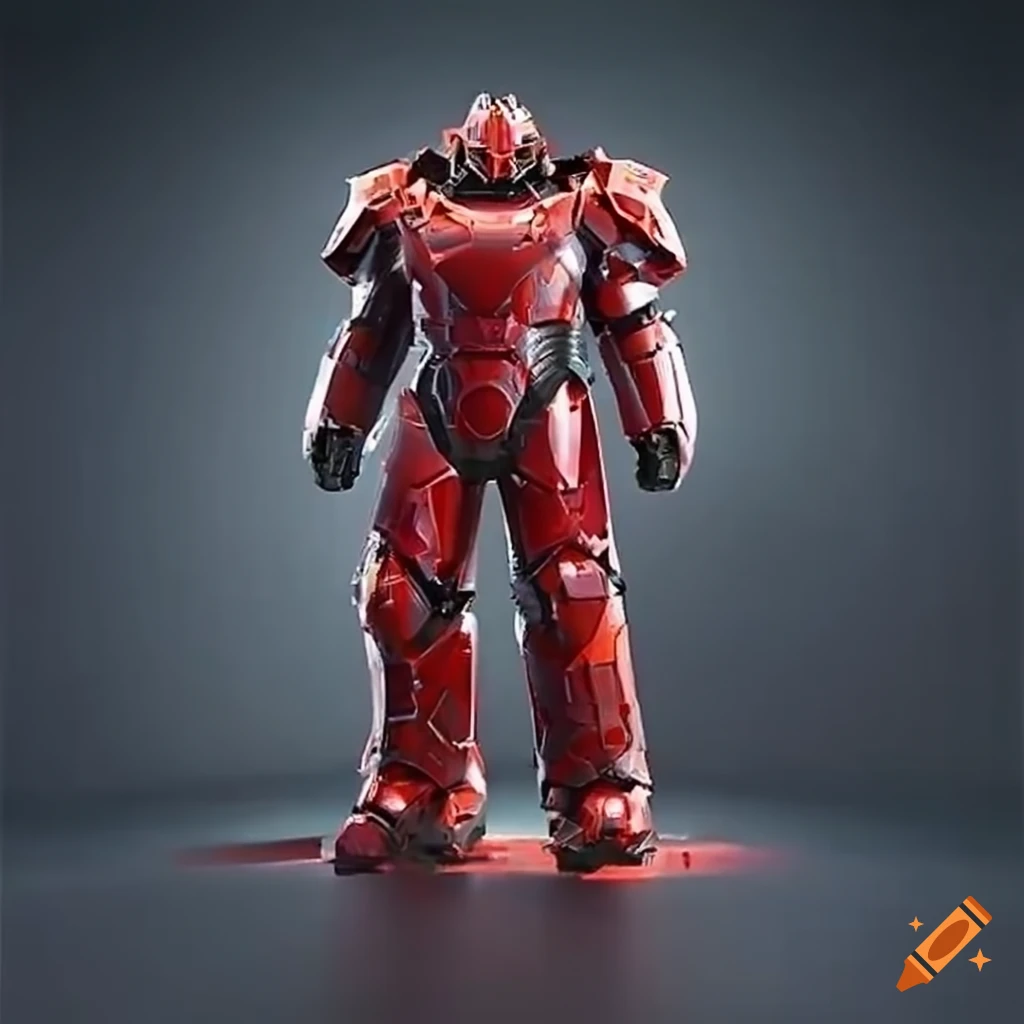 Red crystal power armor with jet pack turbines on Craiyon