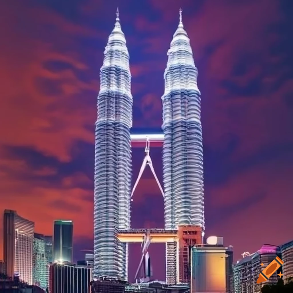 Hari Raya Aidilfitri greeting with PETRONAS Twin Towers backdrop on Craiyon