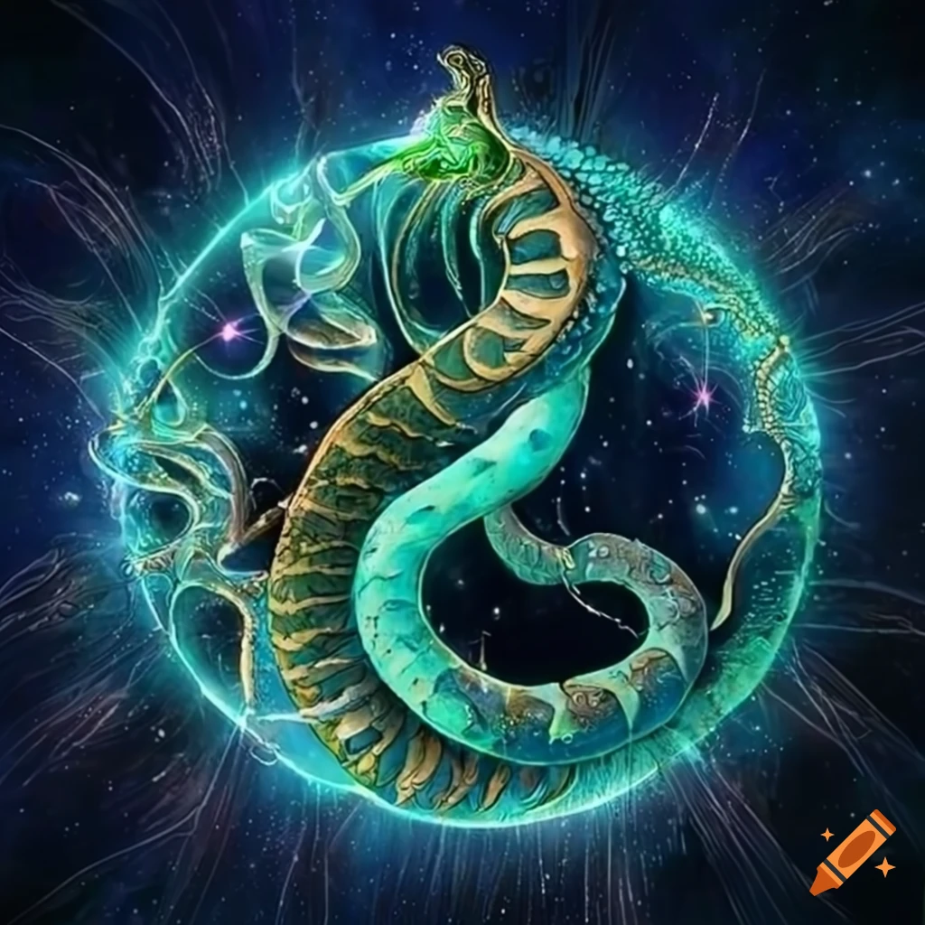 Serpent of Healing: Mystical Ophiuchus Zodiac Sign Illustration on Craiyon