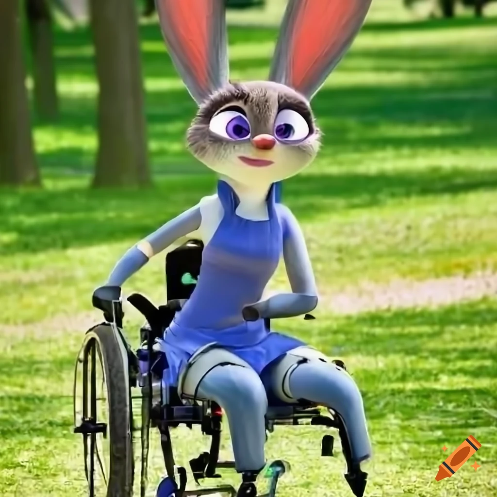 Judy Hopps enjoying a sunny day in the park in digital art style on Craiyon