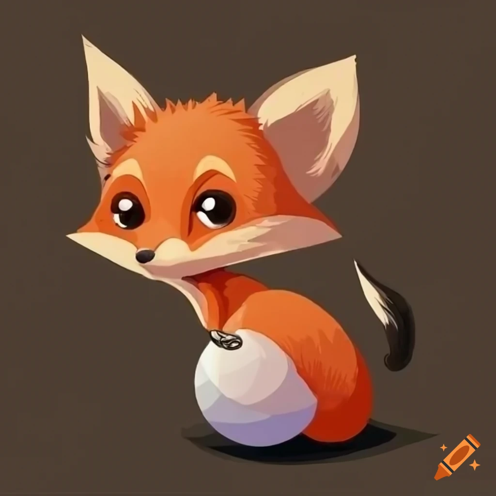 Fox playing with a ball in an artistic drawing on Craiyon