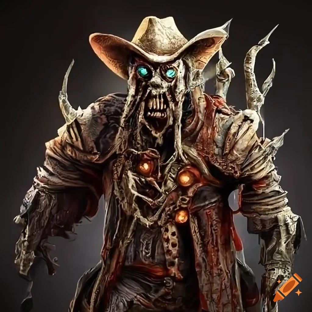 Fantasy lich zombie cowboy character on Craiyon