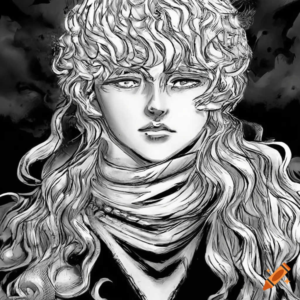 Griffith from berserk in black and white jujutsu kaisen manga ...
