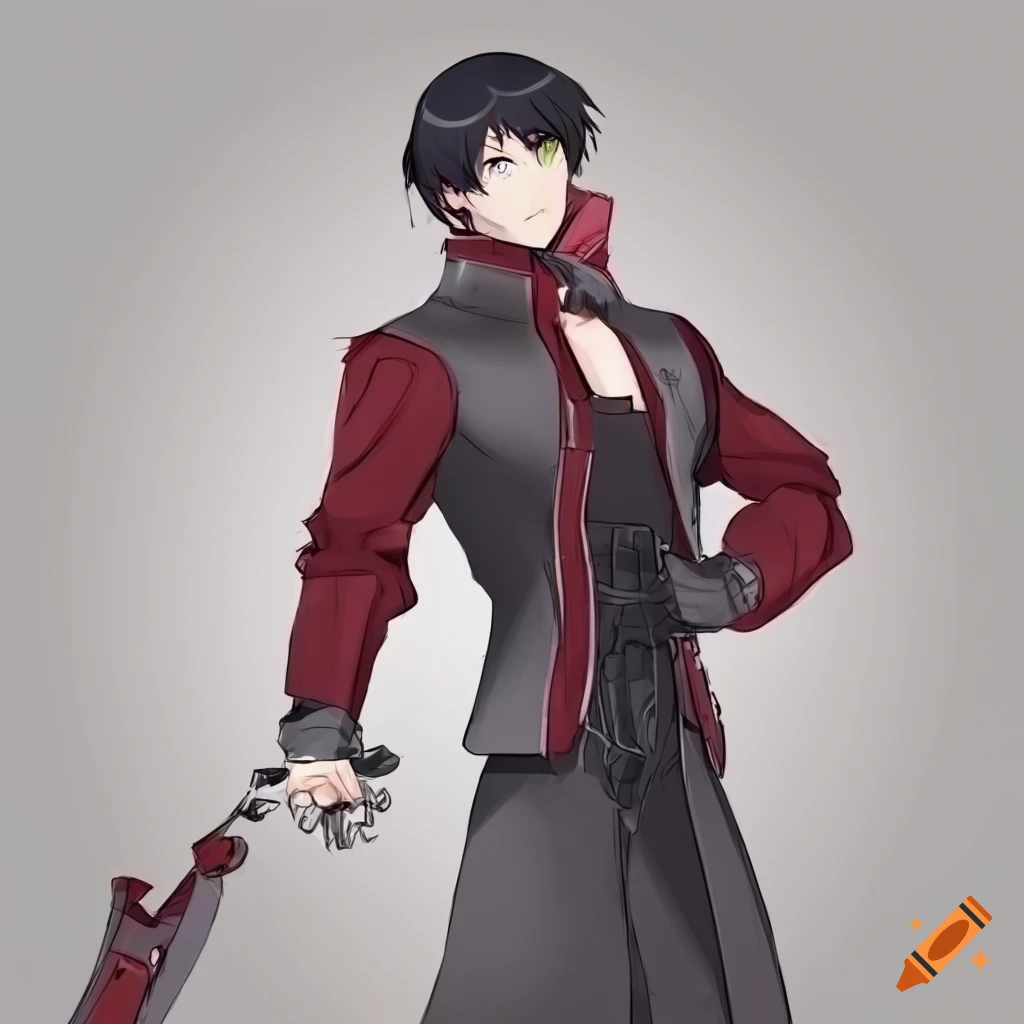 Male character in the style of rwby on Craiyon