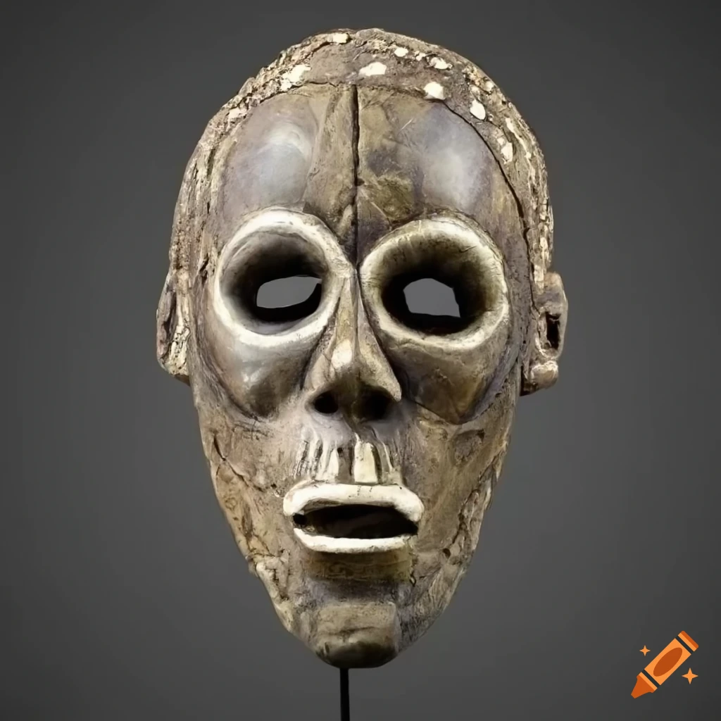 African death mask made of stones on Craiyon