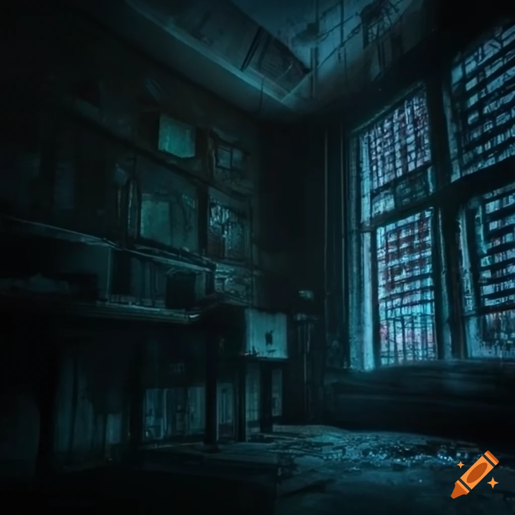 Engineer's room in a dark cyberpunk setting with a sense of ...
