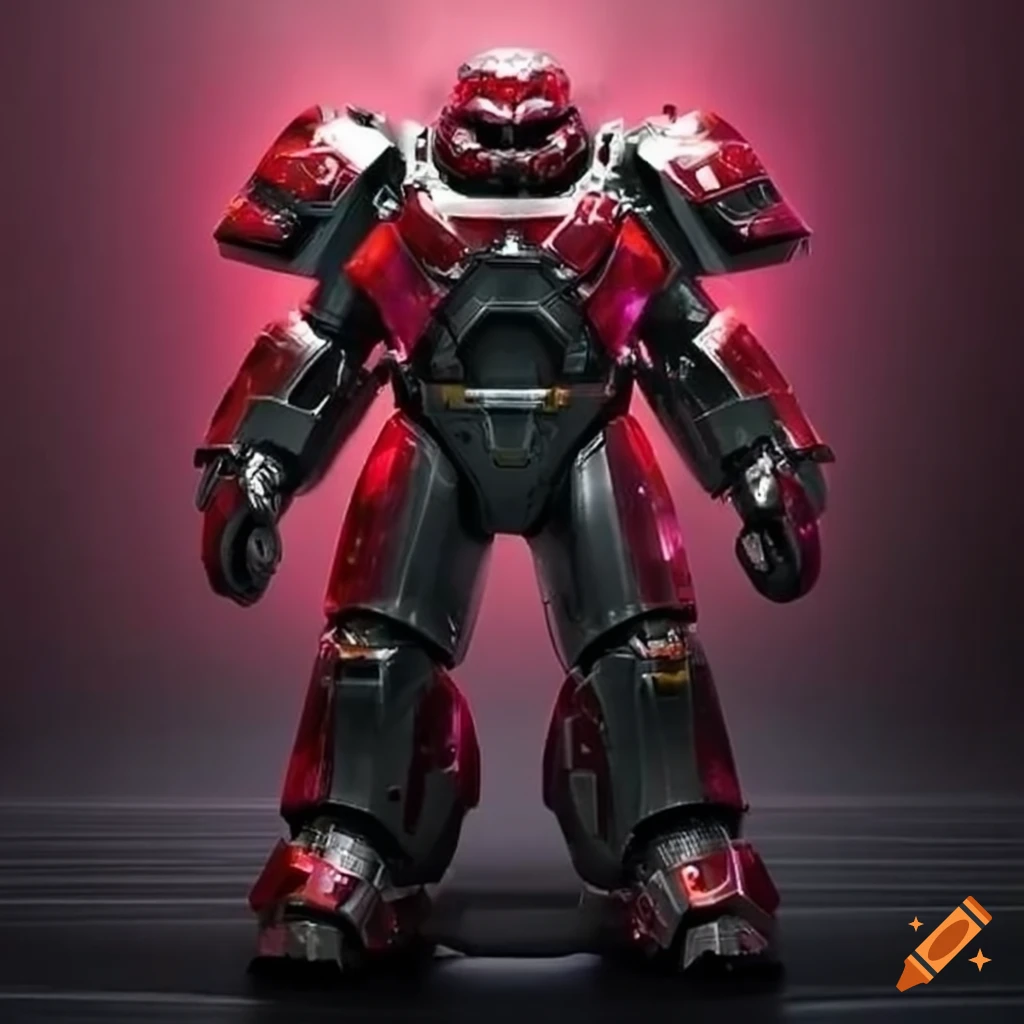 Red crystal power armor with jet pack turbines on Craiyon