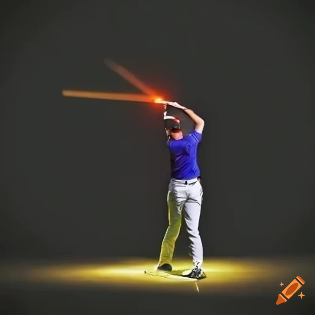 Player swinging with a laser beam instead of a golf club on Craiyon