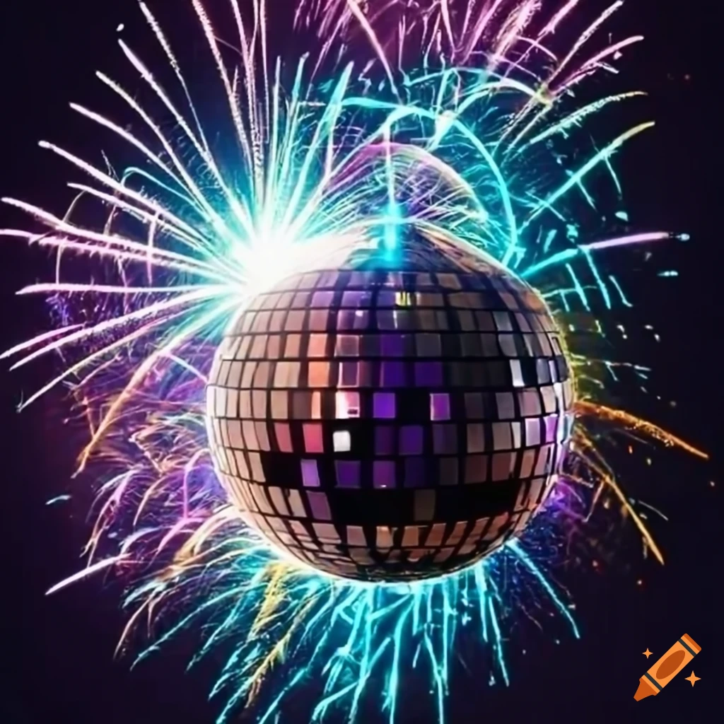 Disco ball with fireworks on Craiyon