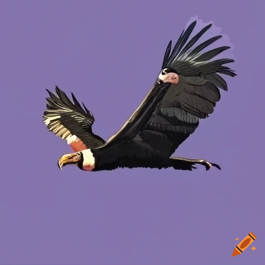 Outlined flying andean condor in digital art style on Craiyon