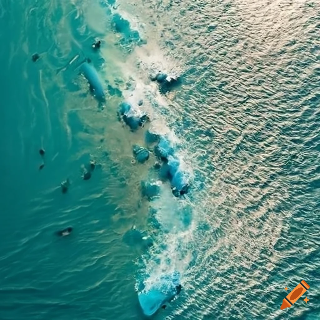 Aerial view of open ocean on Craiyon