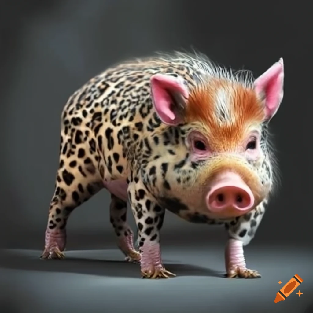 Hybrid leopard chicken pig creature on Craiyon