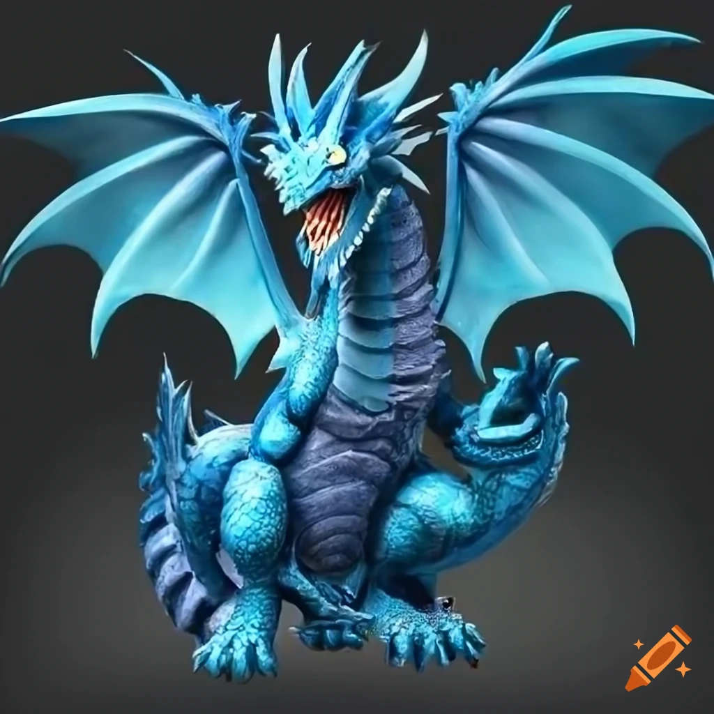 Blue dragon standing on two legs on Craiyon