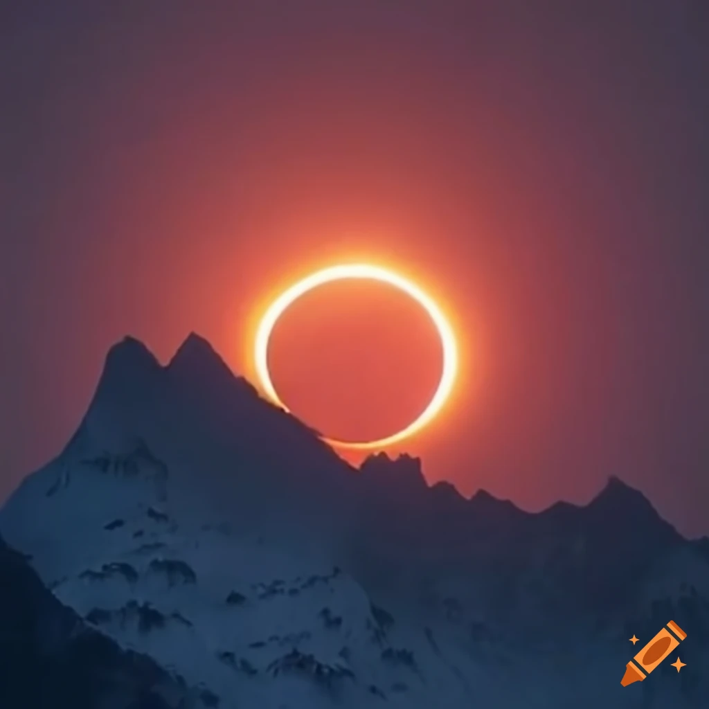 Solar eclipse over chinese mountains on Craiyon