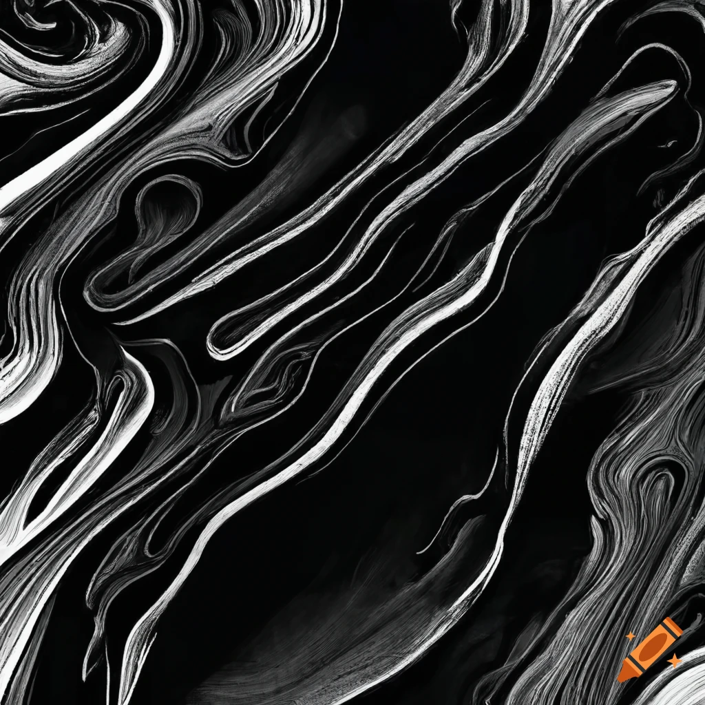 Abstract organic flowing black ink design on white paper on Craiyon