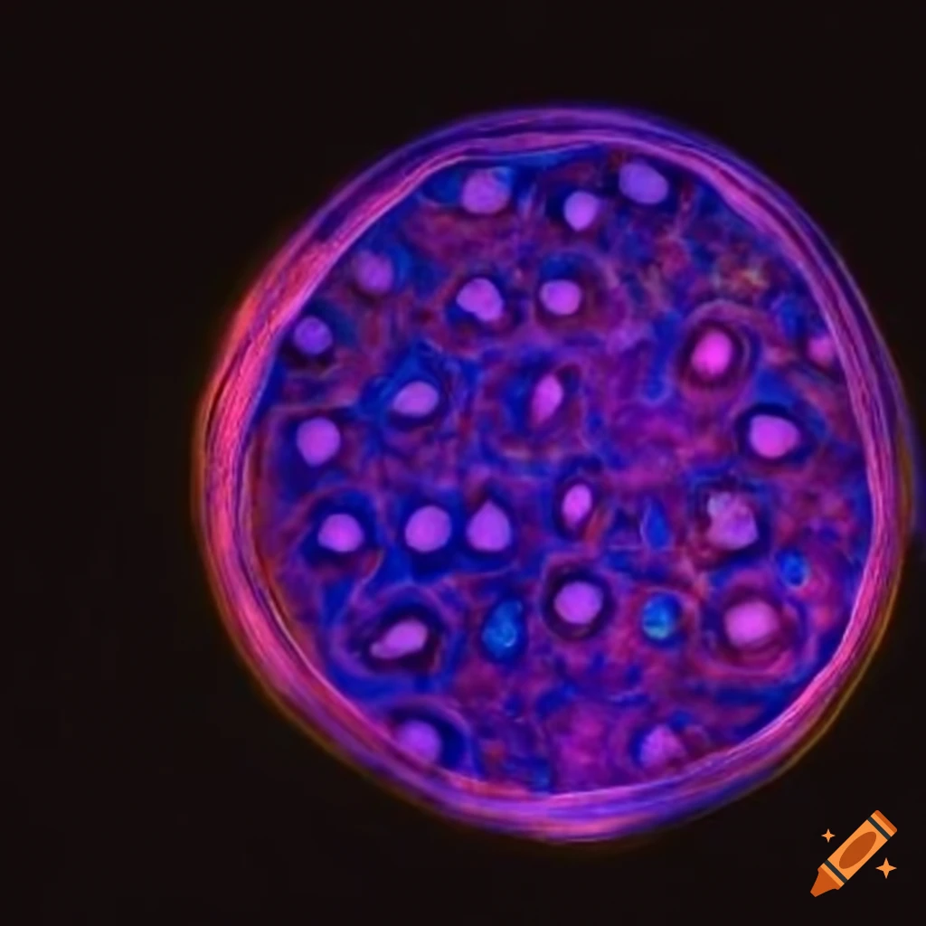 Close-up of cow cells with intricate structures on Craiyon