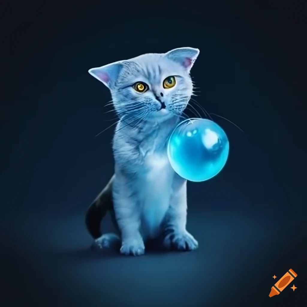 Dog and cat holding a blue orb on Craiyon