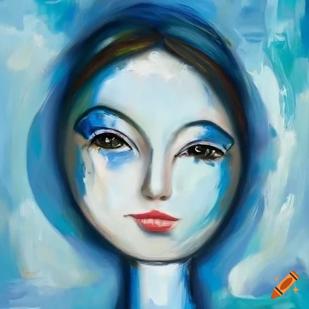 Artistic abstract oil painting of Mother Earth woman with black hair in ...