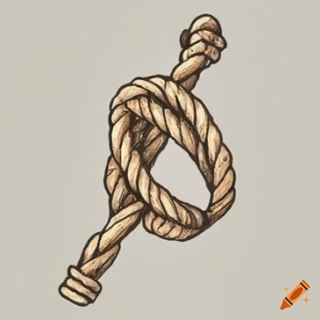 Pencil drawing of a knotted rope on Craiyon