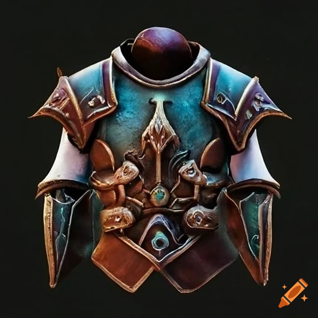 Exalted magic leather chestguard front view on Craiyon