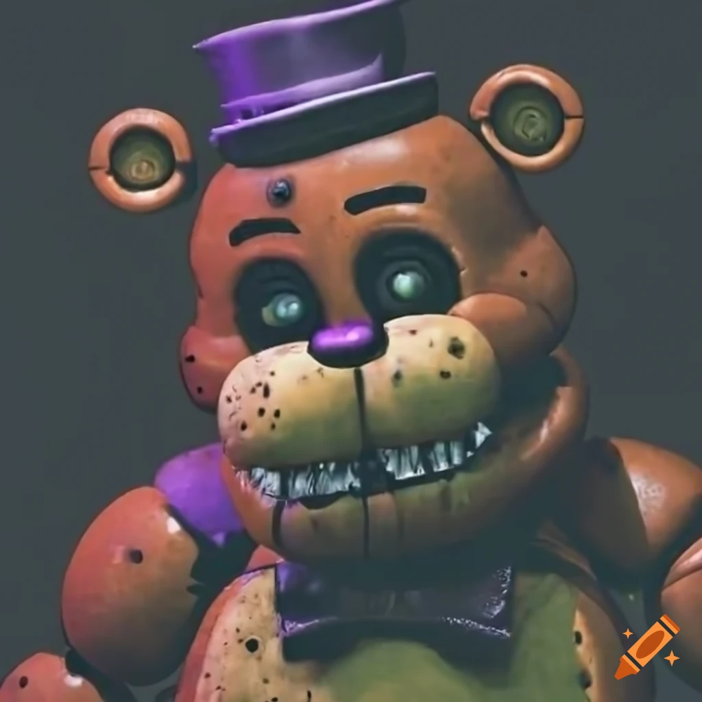 Freddy fazbear staring into darkness with horror theme on Craiyon