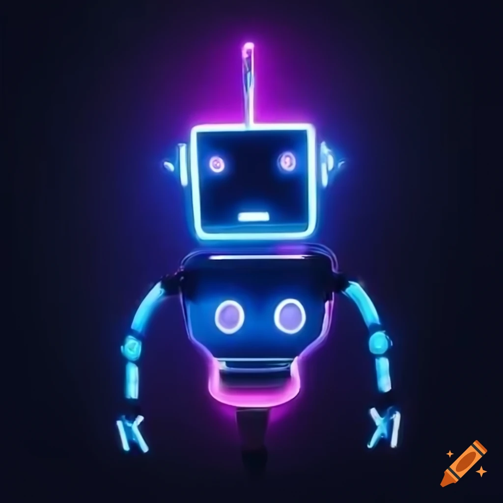 Small neon robot on Craiyon