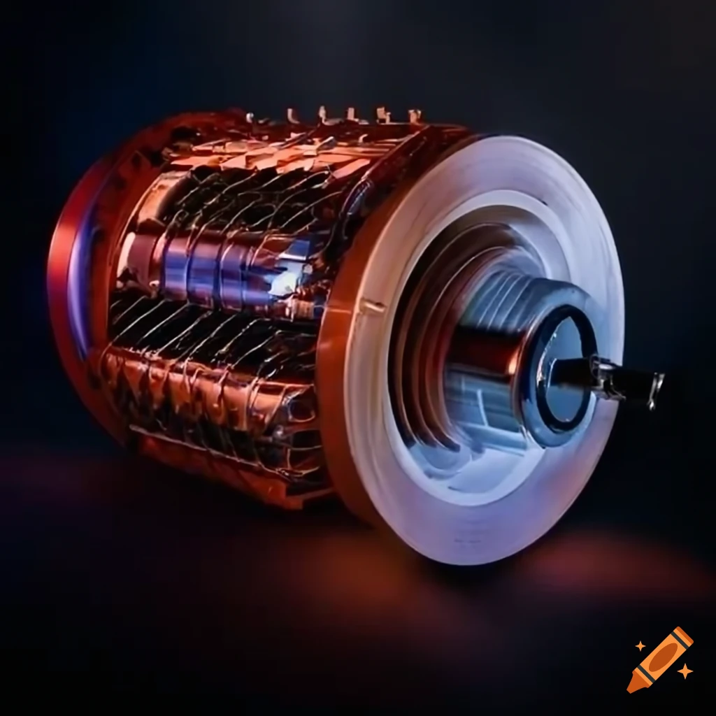 Electric motor driving combustion engine on Craiyon