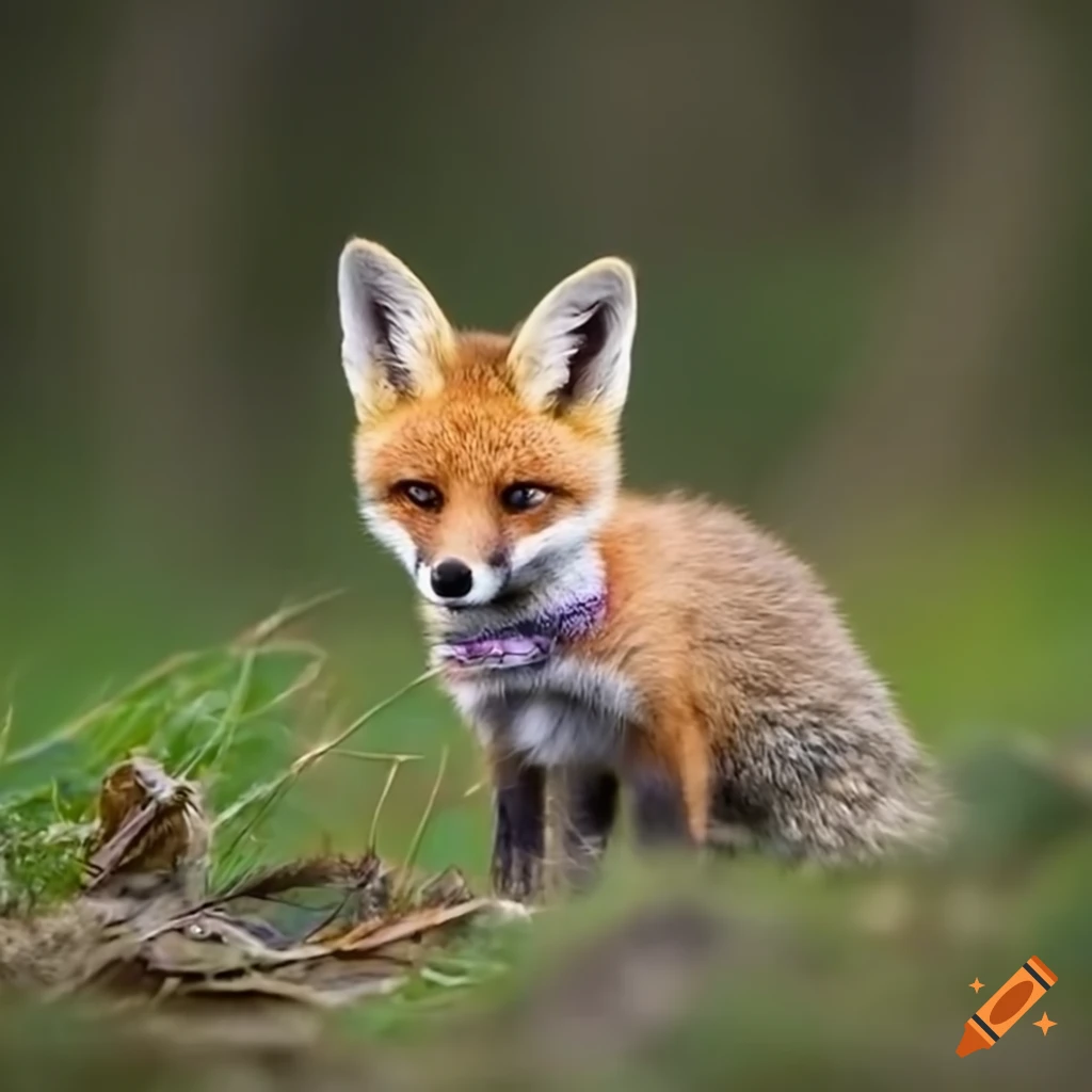 Baby fox wearing a western collar on Craiyon