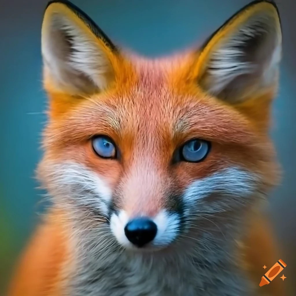 Lady fox character in blue and orange colors on Craiyon