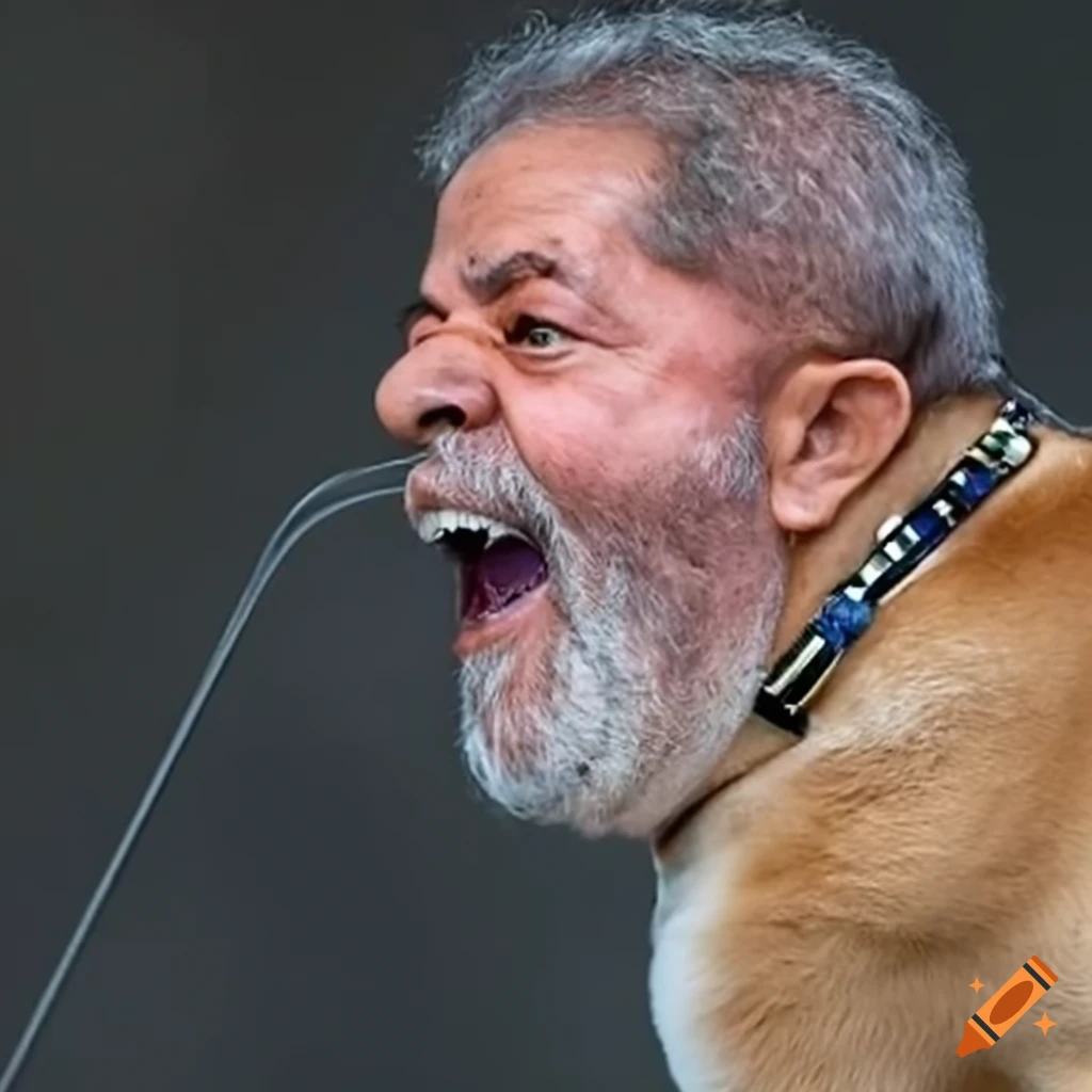 Satirical portrayal of President Lula da Silva as a dog wearing a ...