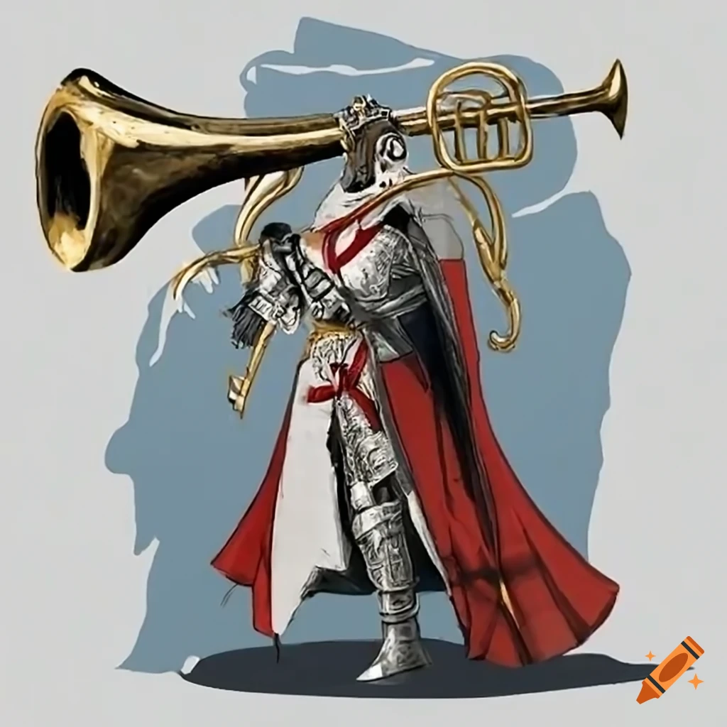 Templar knight with a tuba from dark souls on Craiyon