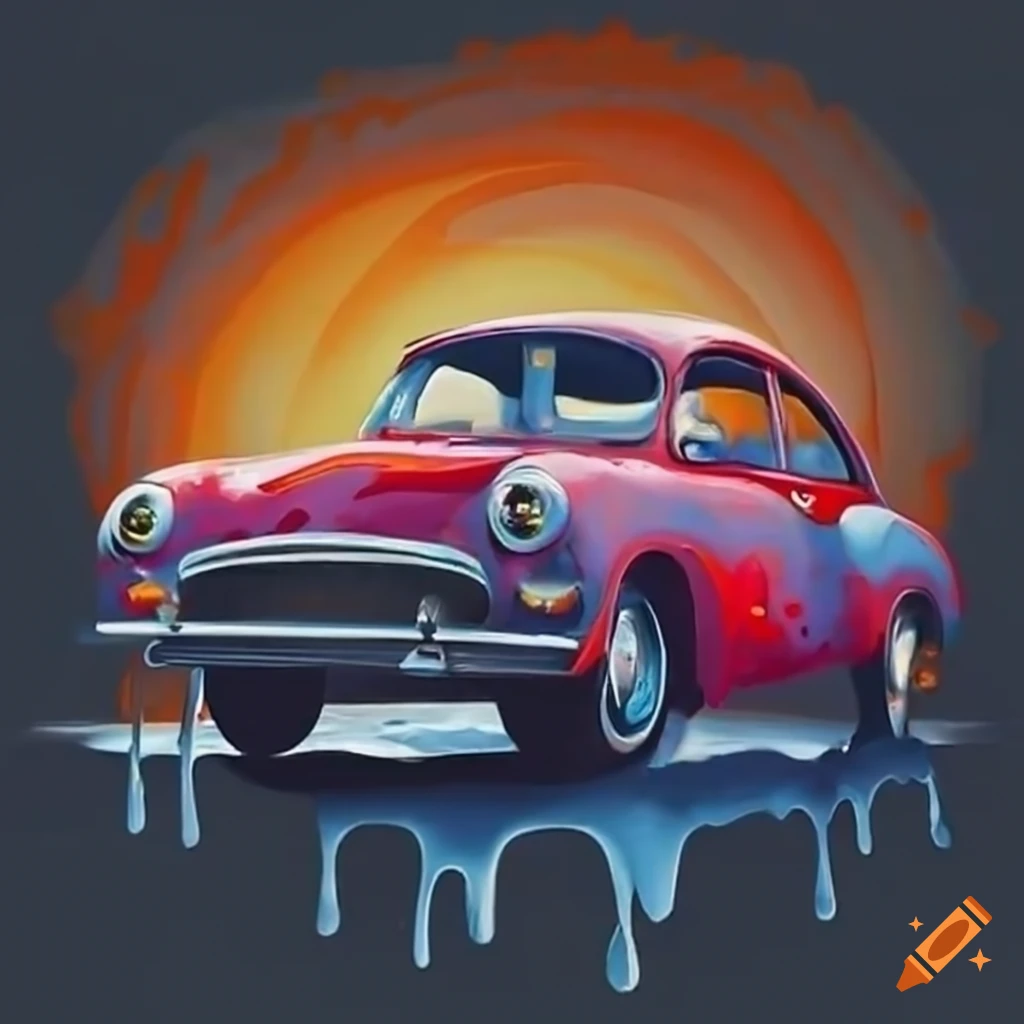 Melting car on Craiyon