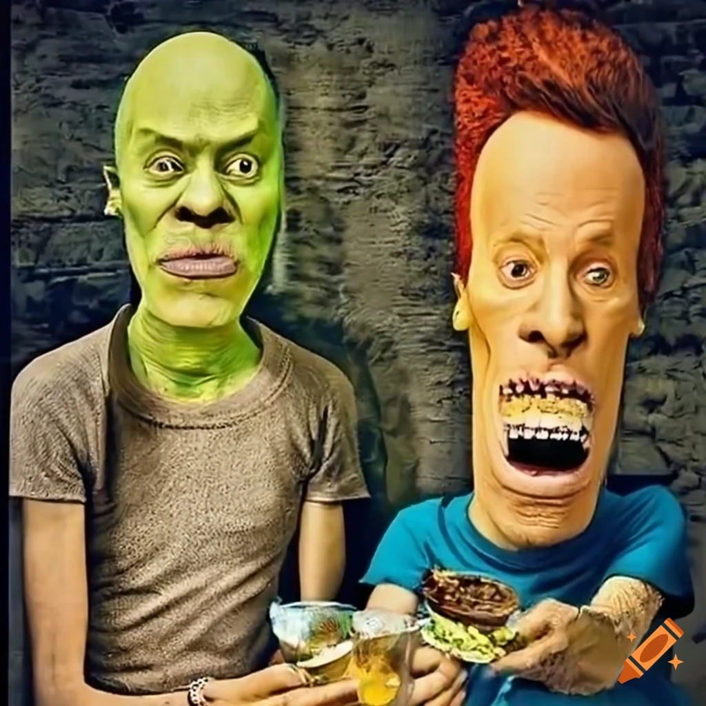 Beavis eating toast with Cristina Kirchner and Shrek in a trippy style ...