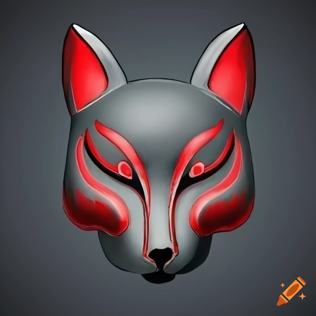 Black kitsune mask with red outlines on Craiyon