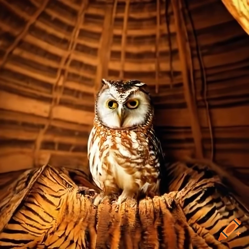 Owl inside a native american tipi on Craiyon