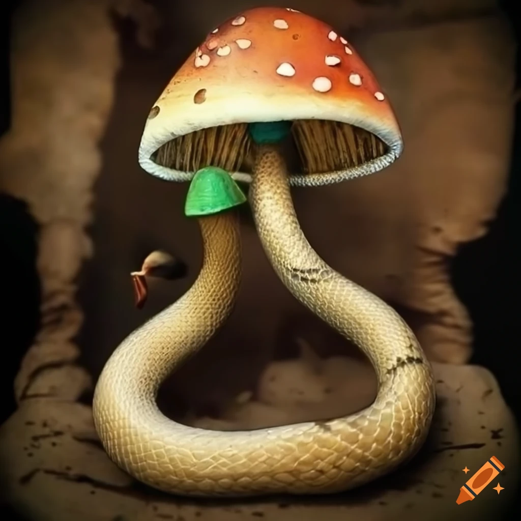 Steampunk mushrooms and snakes on Craiyon